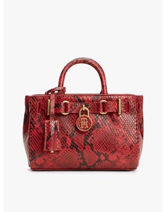 Tommy Hilfiger The American Icon - Cabas en cuir &agrave; imprim&eacute; serpent - Rouge