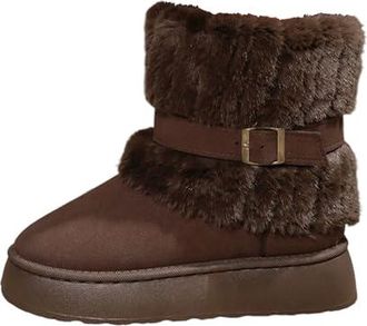 Generic Bottes de neige chaudes pour femme - Bout rond - &Eacute;l&eacute;gantes - D&eacute;contract&eacute;es - Semelle &eacute;paisse - Confortables - Classiques - En fourrure &eacute;paisse - &Agrave; enf