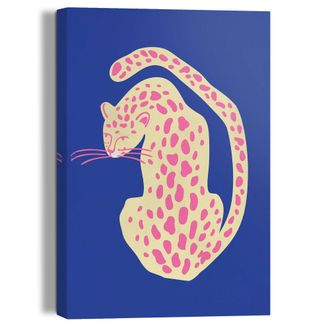 Reinders Wandbild, Blue Pink Cat, Teenager Zimmer, Wandbild, Deko Poster, Wanddeko, Leinwand, Blau, 30 x 20cm
