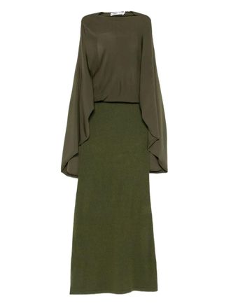 Aya Muse robe longue à détail de cape - Vert
