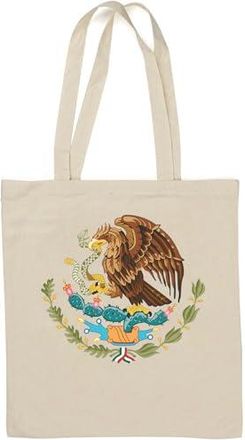 Generic Sac fourre-tout en coton naturel avec blason du Mexique Blanc