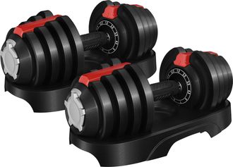 Yaheetech 2er Verstellbare Hanteln 11-in-1 Kurzhanteln 1,5 kg bis 12,5 kg Hantel Schnelleinstellung Gewichtsstufen 2er Kurzhantel f&uuml;r Zuhause & Fitnessstudio