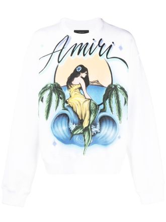 Amiri sweat Mermaid &agrave; logo imprim&eacute; - Blanc