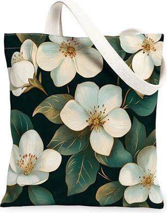 Generic Sac fourre-tout en toile r&eacute;utilisable pour le shopping, 33 x 38,1 cm, sac d&eacute;picerie moderne de luxe r&eacute;utilisable pour femme, fleurs sauvages, plage, e