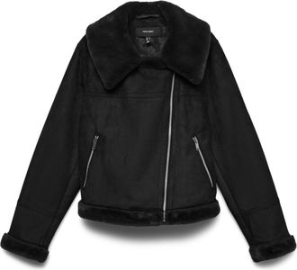 Vero Moda Damen Vmpeggy Faux Suede Jacket Boos Jacke, Black, XS