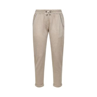 Brunello Cucinelli Femme, Pantalons, Beige, Taille: 36 FR Pantalon &agrave; Cordon de Serrage
