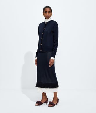 Bottega Veneta Jupe en maille de soie double - Bleu - Femme - S