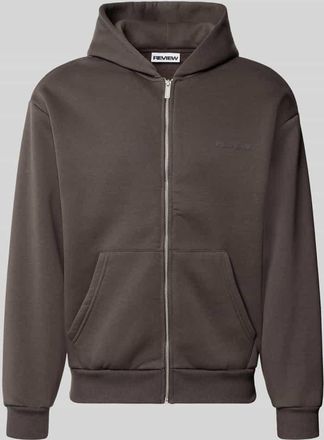 Review Relaxed Fit Sweatjacke aus Baumwoll-Mix mit Label-Detail