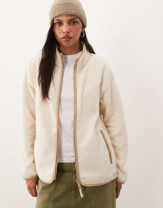 Regatta Cosy Frankie Borg Fleece mit durchgehendem Rei&szlig;verschluss in helles Vanille-Barleycorn-Wei&szlig;