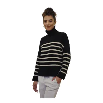 Alessia Santi Gestreifter Rollkragenpullover - - Knitwear - Damen - Schwarzk - XS