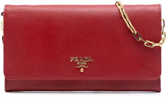 Prada Hobo Bags - Saffiano Leather Wallet on Chain - Gr. unisize - in Rot - f&uuml;r Damen
