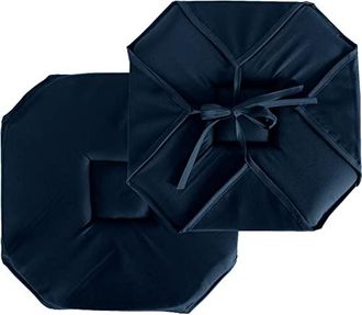 Enjoy Home Sitzkissen mit Klappe - Polyester - Farbe Marineblau - Maße: 40 x 40 cm - quadratisch und wendbar - Befestigung mit Schlaufen - ideal für einen bequem