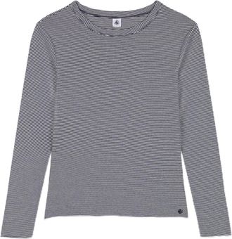 Petit Bateau A0BLK Lang&auml;rmeliges T-Shirt Damen Smoking/Marshmallow XS