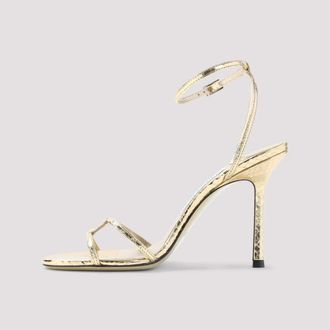 Jimmy Choo London Sandalen - High Stiletto Heel Sandals - Gr. 37,5 (EU) - in Beige - f&uuml;r Damen