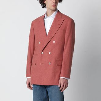 Brunello Cucinelli Peach double-breasted wool-blend jacket