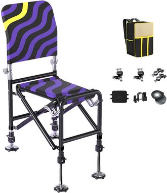 Generico Stuhl - Faltbarer Outdoor Hocker mit H&ouml;henverstellung - Stabiler Reisehocker mit rutschfester Basis f&uuml;r Wandern, Picknick und Ausfl&uuml;ge