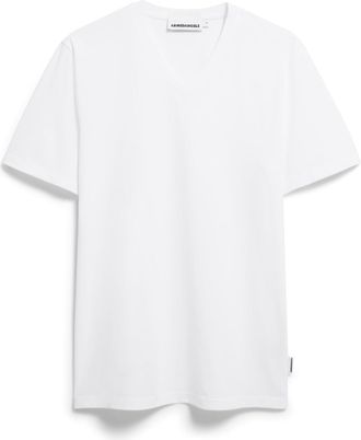 Armedangels Herren T-Shirt aus Bio-Baumwolle JAAMES V-Neck Regular Fit White