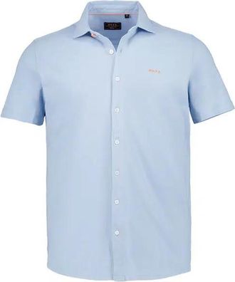 N.Z.A. Herren Kurzarmhemd blau Baumwoll-Piqu&eacute;