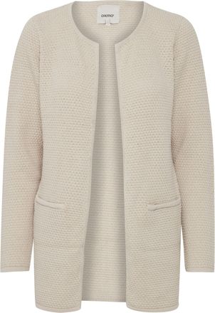 Oxmo OXHilda Damen Lange Strickjacke Feinstrick Cardigan Longstrickjacke, Größe:L, Farbe:Oatmeal (130401)