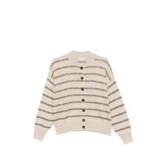 Brunello Cucinelli Sequin-embellished Striped Cardigan