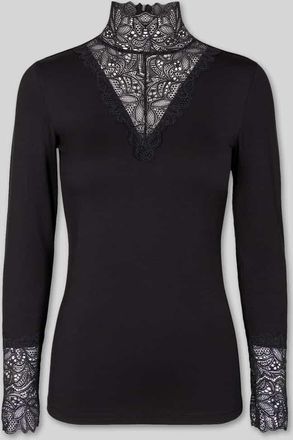 Soyaconcept Slim Fit Langarmshirt mit Spitzenbesatz