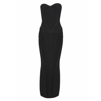 Balmain Femme, Robes, Noir, Taille: 34 FR Robe bustier longue en maille