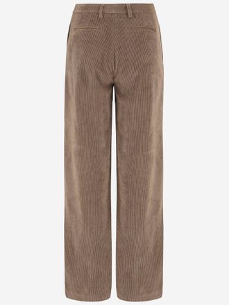 F.it Womens Tailored Corduroy Trousers Beige Polyester