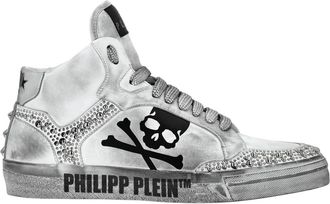 Philipp Plein Nappa Leather Hi-Top Sneakers Studs Retrokickz TM - - Shoes - unisex - Wei&szlig; - 35 EU