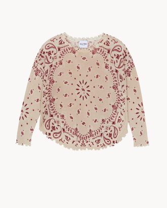 Kujten Pull cachemire col rond imprim&eacute; - Pull Mela Bandana Bico