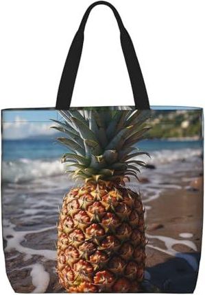 Generic Ananas De Plage En Bord De Mer Sac Fourre Tout Grand Sacs De Courses Pliable Sac &Agrave; Bandouli&egrave;re Pour Universit&eacute; Travail Voyage
