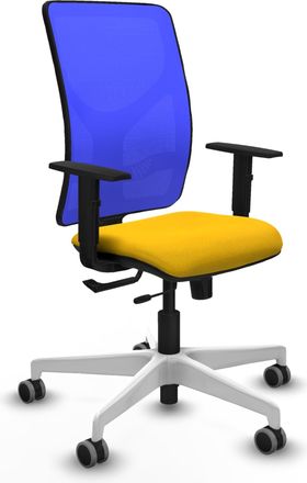 Piqueras y Crespo Schreibtischstuhl mit 1D-Armen, h&ouml;henverstellbare Lendenwirbelst&uuml;tze, ausgestattet mit Syncro/Traslack und Schneideschaum, Blau/Gelb