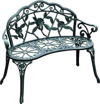 OUTSUNNY 2-Sitzer Gartenbank robust Parkbank Sitzbank mit R&uuml;ckenlehne Bank 240kg belastbar Gartenm&ouml;bel 100 x 54 x 78 cm Antik Gr&uuml;n - Outsunny