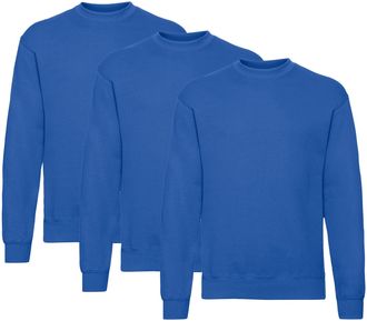 Fruit Of The Loom Herren Classic Set In Sweat, 3 Pack Sweatshirt, 3X Royal + 1 HL Kauf Notizblock, XXL (3er Pack)