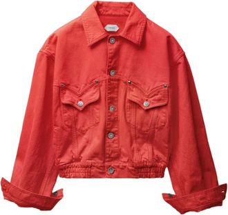 Versace Femme, Vestes, Rouge, Taille: 36 FR Blouson en denim oversize