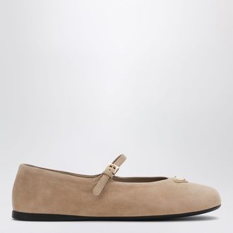 Prada Ballerinas aus Veloursleder in Sand