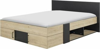 Calicosy Calicosy - diagone Lit adulte avec tiroirs de rangement - Chataignier et noir - 140 x 190 - swivel