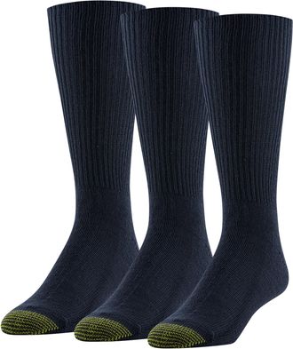 Gold Toe Herren Fluffies Casual Crew Socken, Marineblau (3 Paar), Large