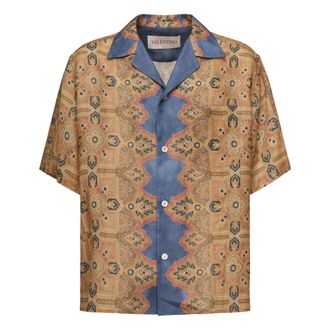 Valentino Garavani Linen Bowling Shirt Voyage Imaginaire - - Shirts - Herren - Mehrfarbig - L