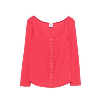 Re/Done X Hanes Pointelle-knit Snap-button Top
