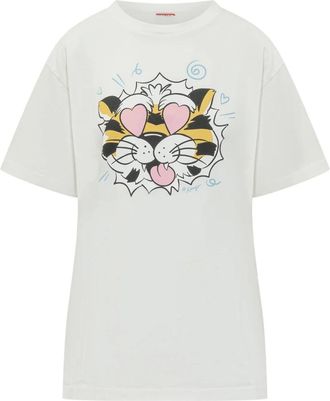 Kenzo Femme, Tops, Blanc, Taille: 40 FR T-shirt ample Wild Tiger