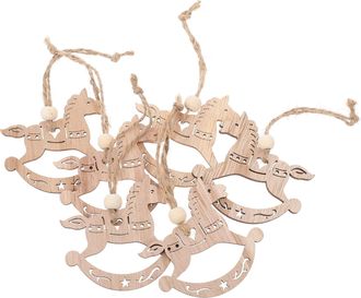 Aboofan 12stücke Teiliges Holz-wipp-Pferd Weihnachtsbaum- Europäischer Stil Hängende Deko Für Weihnachten Langlebiges Festliche Anlässe