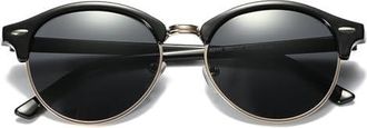 Generic Lunettes De Soleil Rondes En M&eacute;tal For Hommes Et Femmes, Style Tendance, Photo De Vacances Quotidienne(Black)