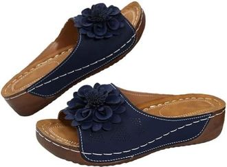 Generic Sandales compens&eacute;es orthop&eacute;diques pour femme, confortables, antid&eacute;rapantes, couleur unie, bout ouvert, soutien de la vo&ucirc;te plantaire, chaussures d&eacute;con