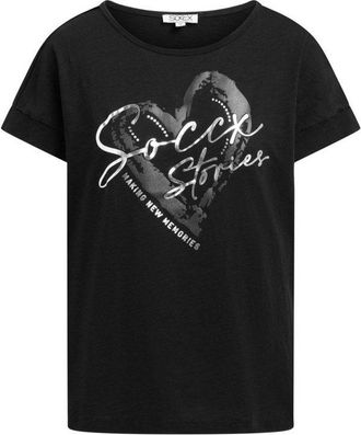soccx Rundhalsshirt mit &uuml;berschnittener Schulter