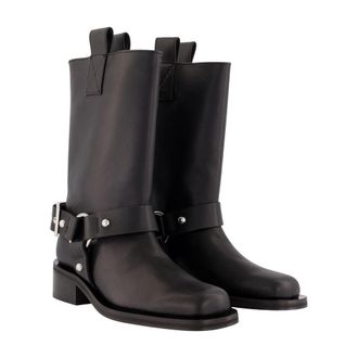 Ganni Womens Studded Mid-Calf Boot Black Synthetic