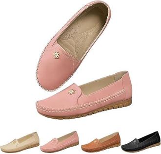 Generic Mocassins pour femme, chaussures orthop&eacute;diques &eacute;l&eacute;gantes en cuir pour femme, chaussures d&eacute;contract&eacute;es &agrave; enfiler, chaussures d&eacute;contract&eacute;es, rose, 38.5 