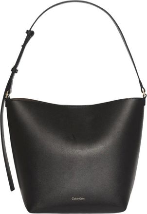 Calvin Klein Sac seau logo m&eacute;tallis&eacute; - Femme - Sacs - Noir - Taille: ONE Size