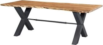 Massivmoebel24 Table à manger 240x100 Acacia laqué Bois naturel iron label 128