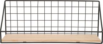 Artibetter Praktisches Wandmontiertes B&uuml;cherregal aus Eisen mit Massivholzboden Mittelgro&szlig; Schwarzes H&auml;ngeregal f&uuml;r Haushaltsaufbewahrung und Kleinigkeiten Organ