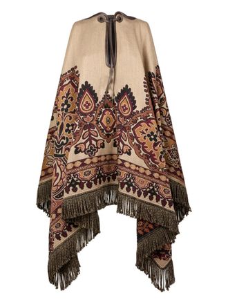 Etro cape &agrave; fleurs en jacquard - Tons neutres